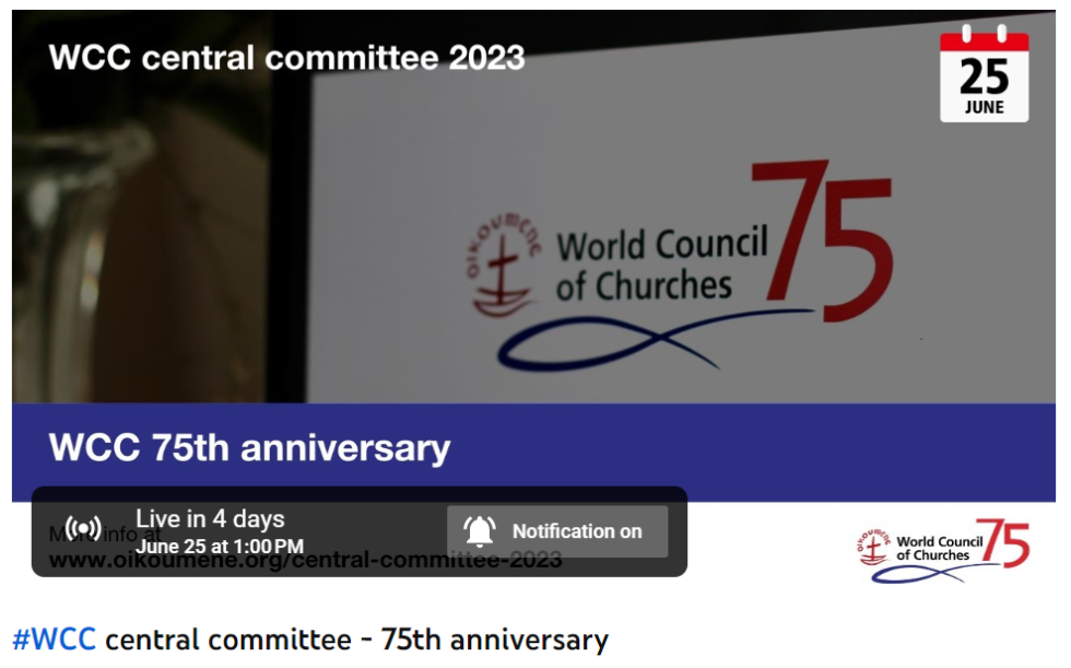 Live link to WCC Central Committee 2023 – 75th Anniversary | PCC